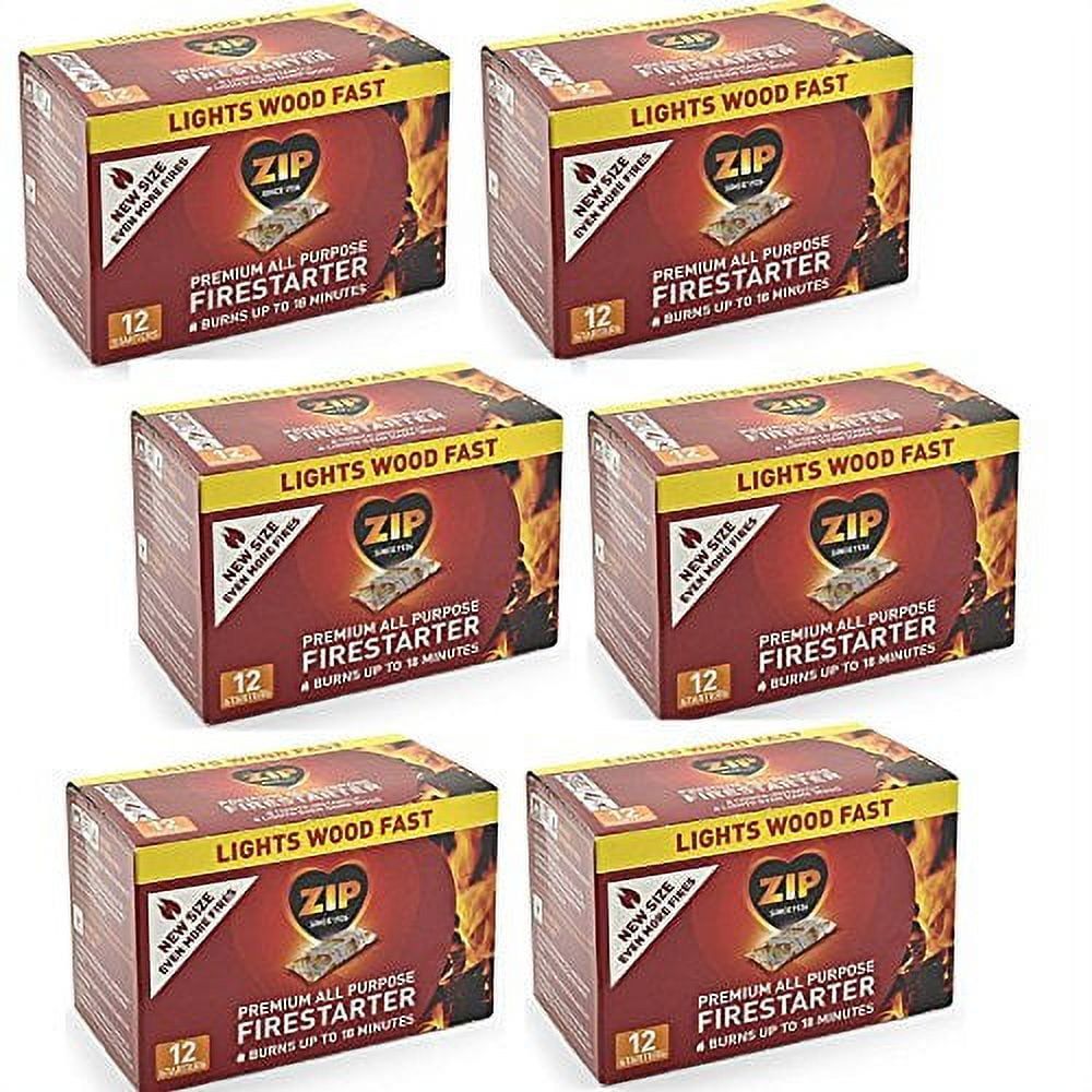 Zip Premium All Purpose Fire Starter 72 Pack, Kerosene Wrapped Ignitor ...