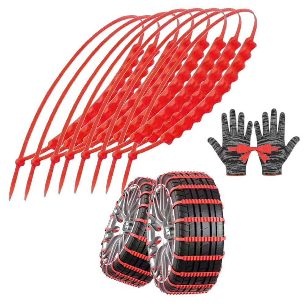 Zip Tie Snow Chains for Car Tires, Emergency Reusable Plastic Snow Tire ...