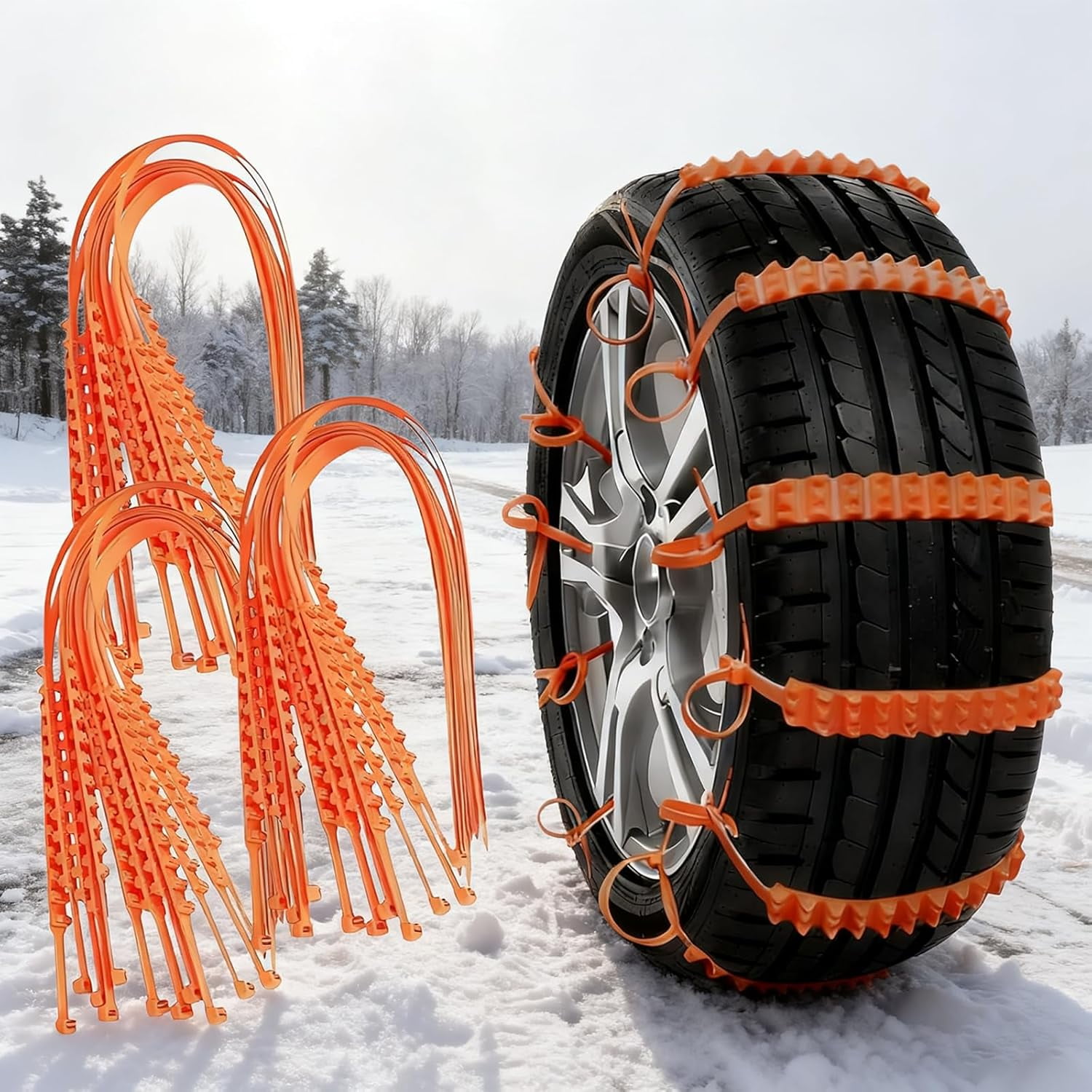 Zip Tie Snow Chains, Universal Reusable Anti-Skid Nylon Tire Chains ...