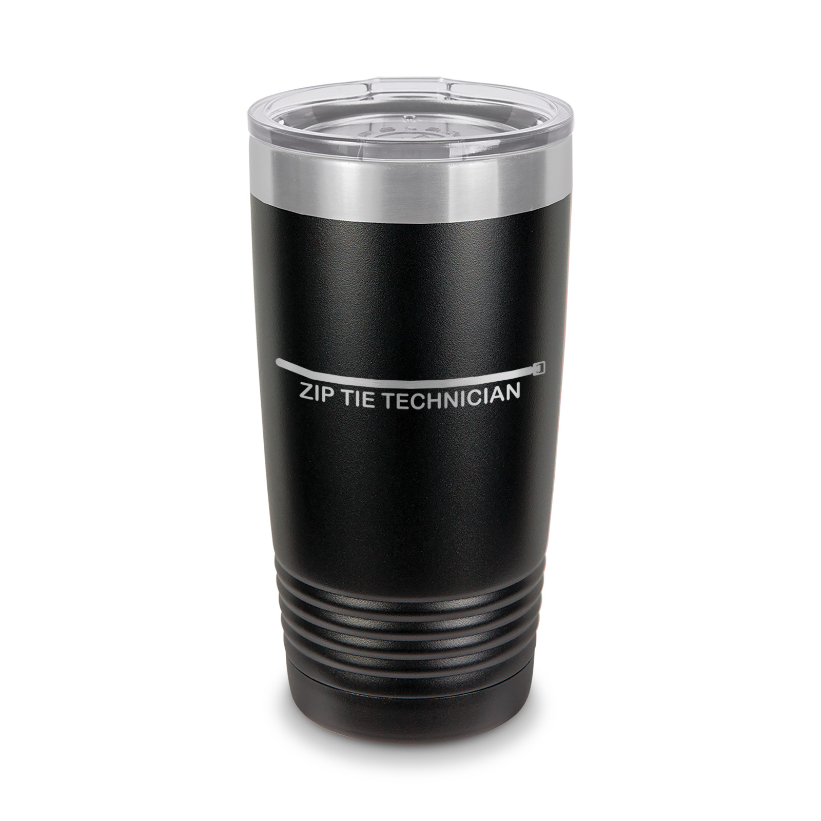 Zip Tie Technician Tumbler 20 oz - Laser Engraved w/ Clear Lid ...