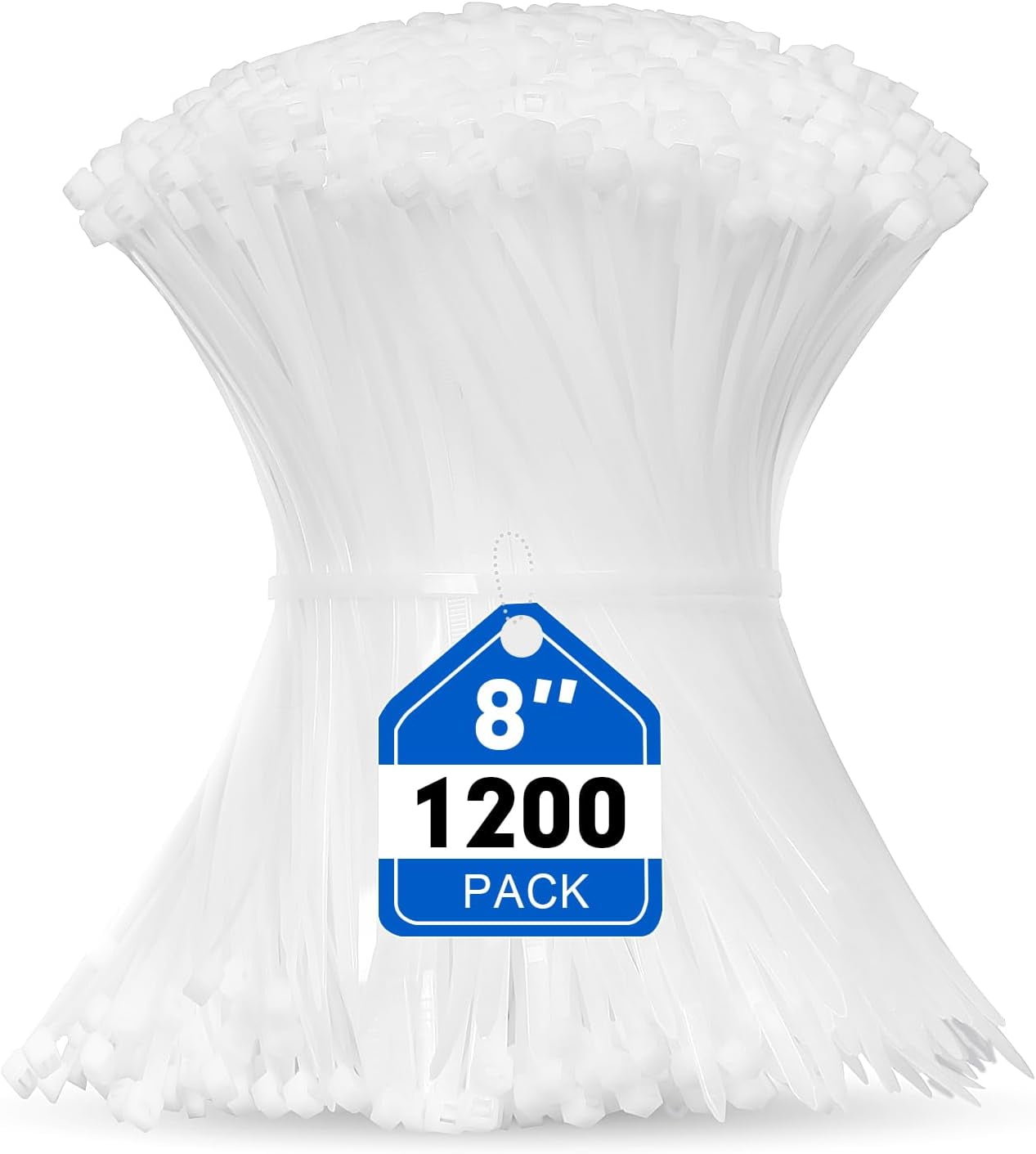 Zip Ties, 1200pcs Cable Zip Ties 8 Inch, Heavy Duty White Plastic Wire ...
