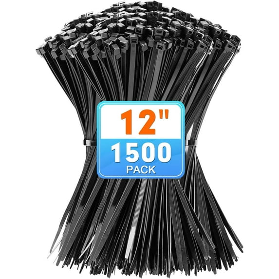 Zip Ties, 1500pcs 12 Inch Heavy Duty Self-Locking Nylon Zip Ties, Black ...