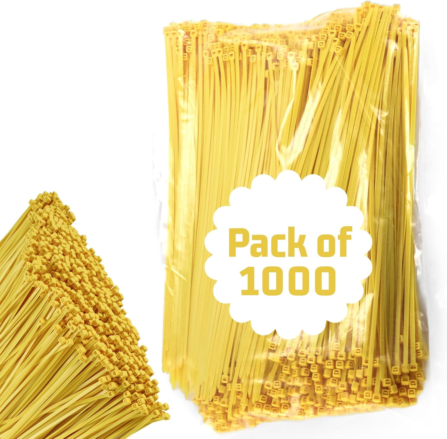 Zip Ties Pack of 1000-12-Inch Yellow Heavy Duty Cable Ties - 40 lbs ...