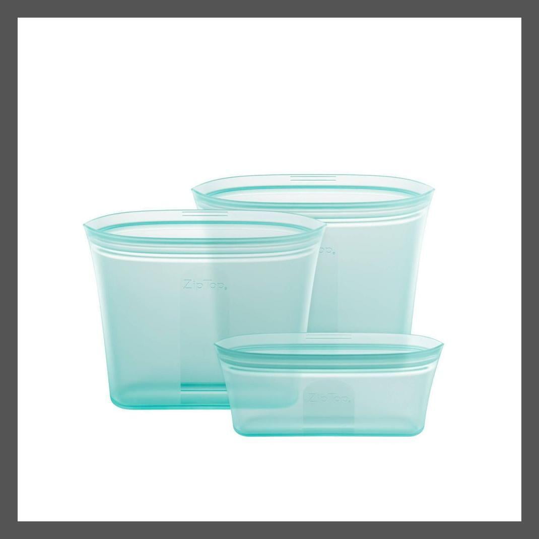 Zip Top Reusable 100% Platinum Silicone Container 3 Bag Set (2 sandwich ...