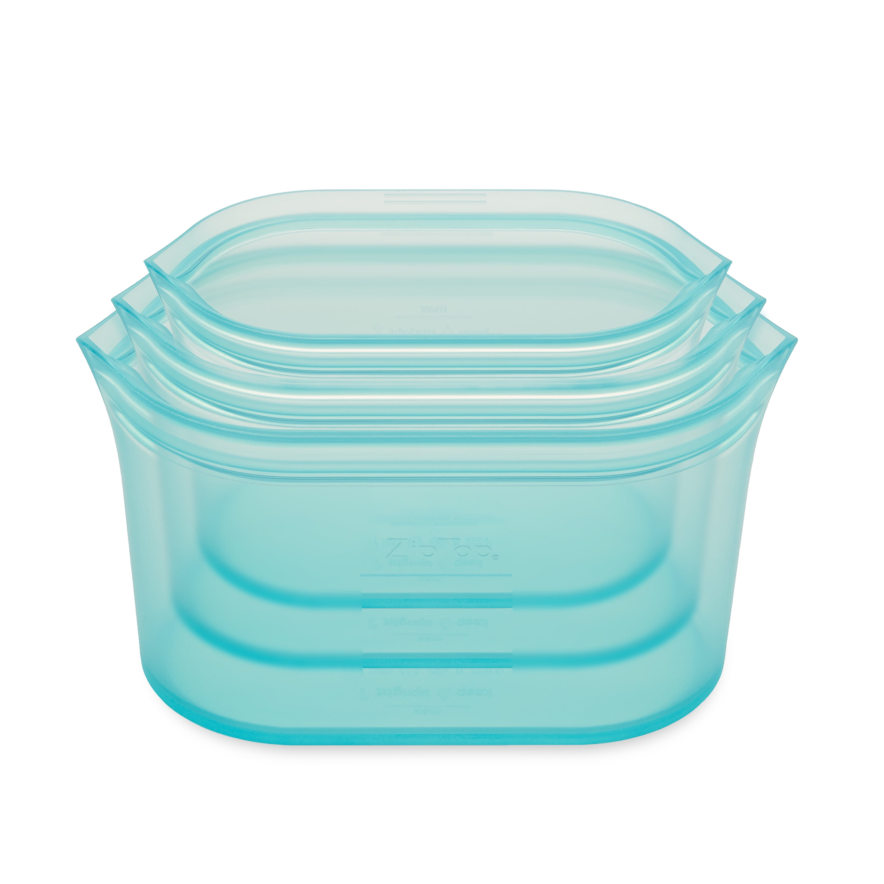 Zip Top Reusable 100% Platinum Silicone Food Storage Containers - Made ...