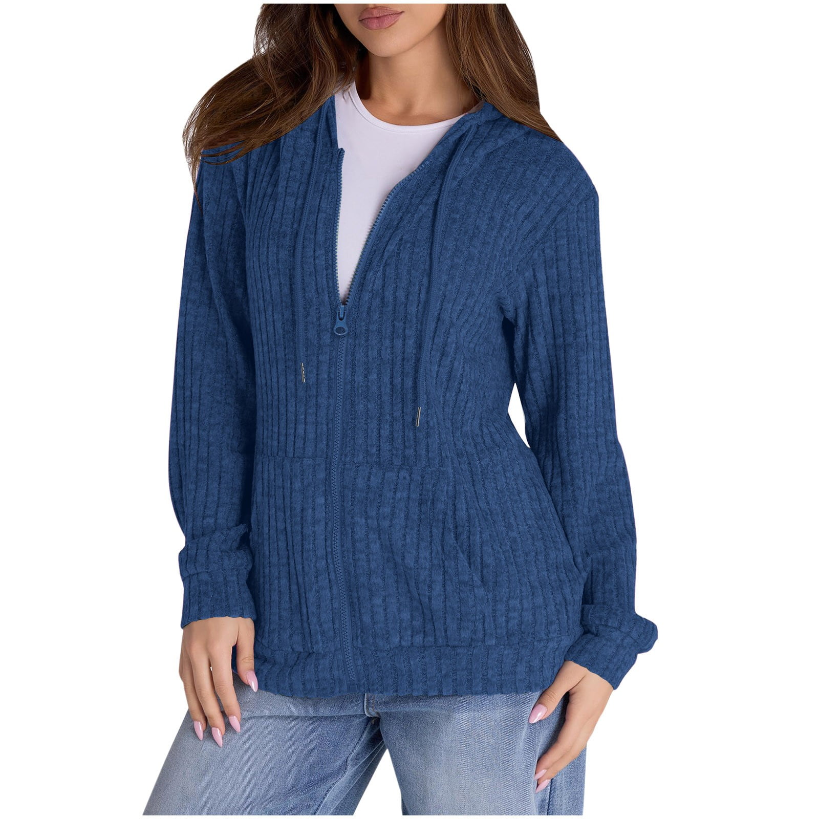 Zip Up Hoodie Sweaters Women Oversized Sweatshirt Long Sleeve 2024 Fall ...