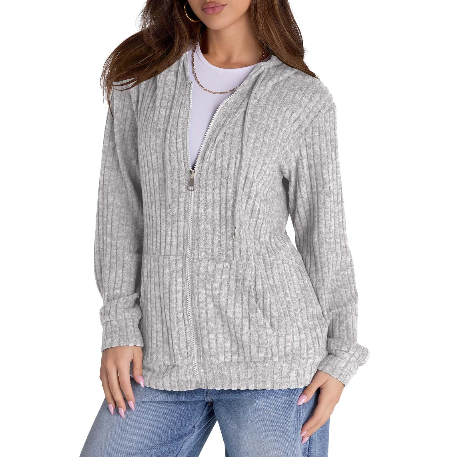 Zip Up Hoodie Sweaters Women Oversized Sweatshirt Long Sleeve 2024 Fall ...