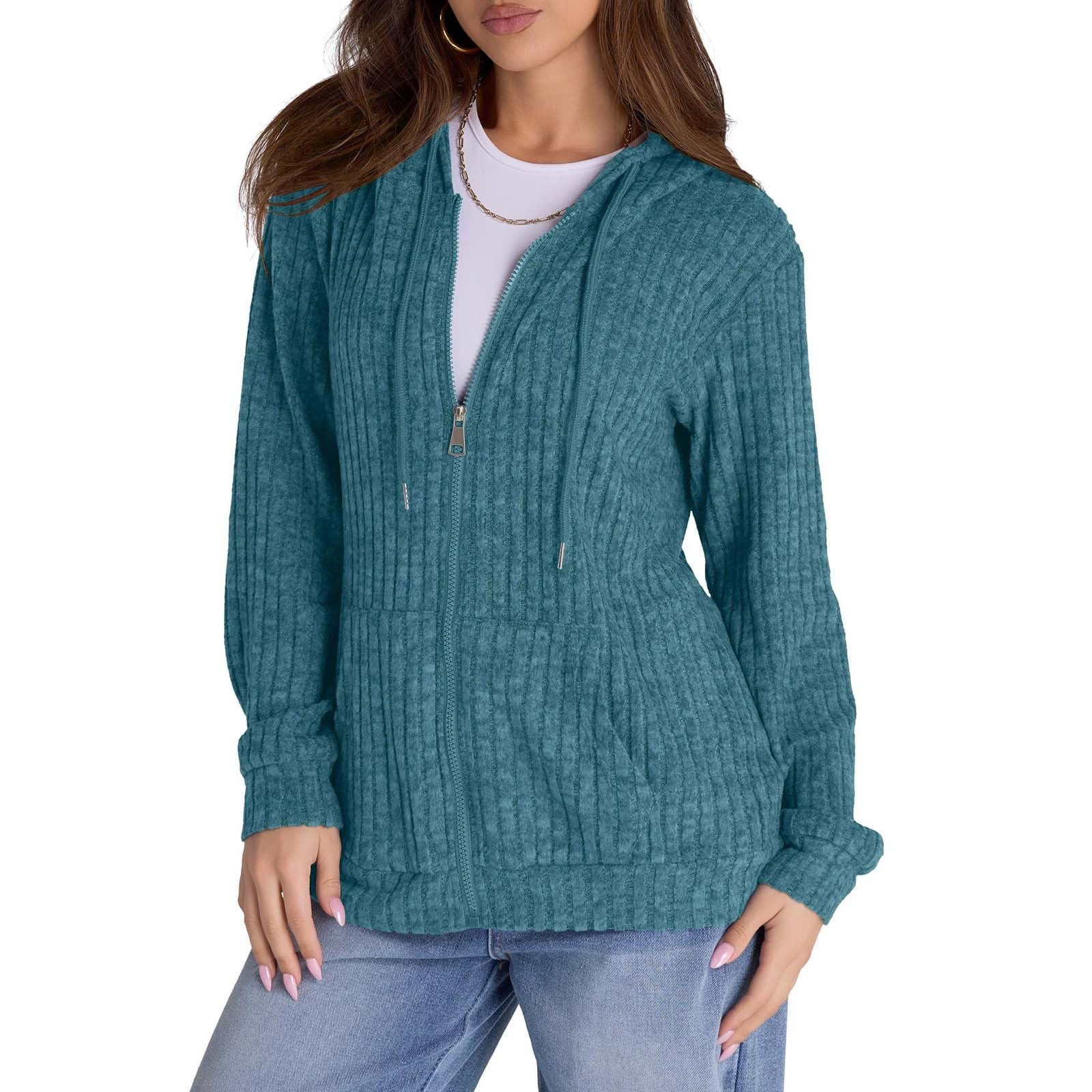 Zip Up Hoodie Sweaters Women Oversized Sweatshirt Long Sleeve 2024 Fall ...