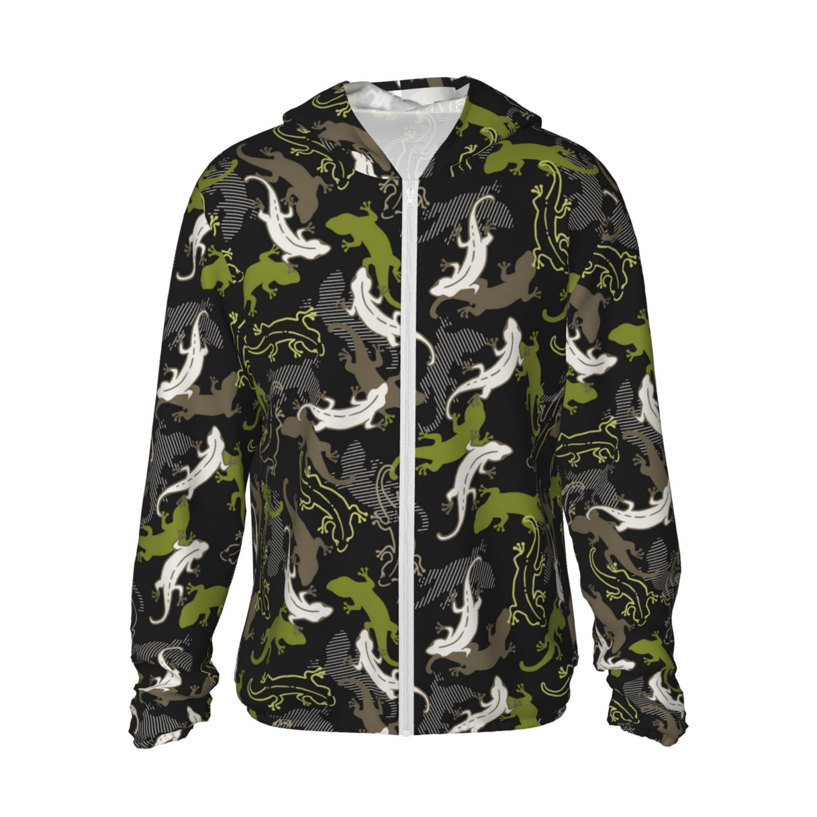 Zip Up Hoodie for Men Women - Cartoon Cute Lizard Gecko Green Hooded ...
