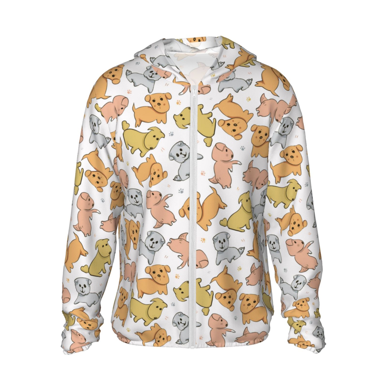 Zip Up Hoodie for Men Women - colorful Dog Puppy cartoon Hooded Long ...