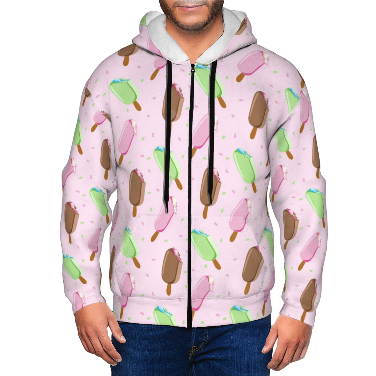 Zip Up Hoodies for Men - Popsicle printB Long Sleeve Comfrt Men'S ...