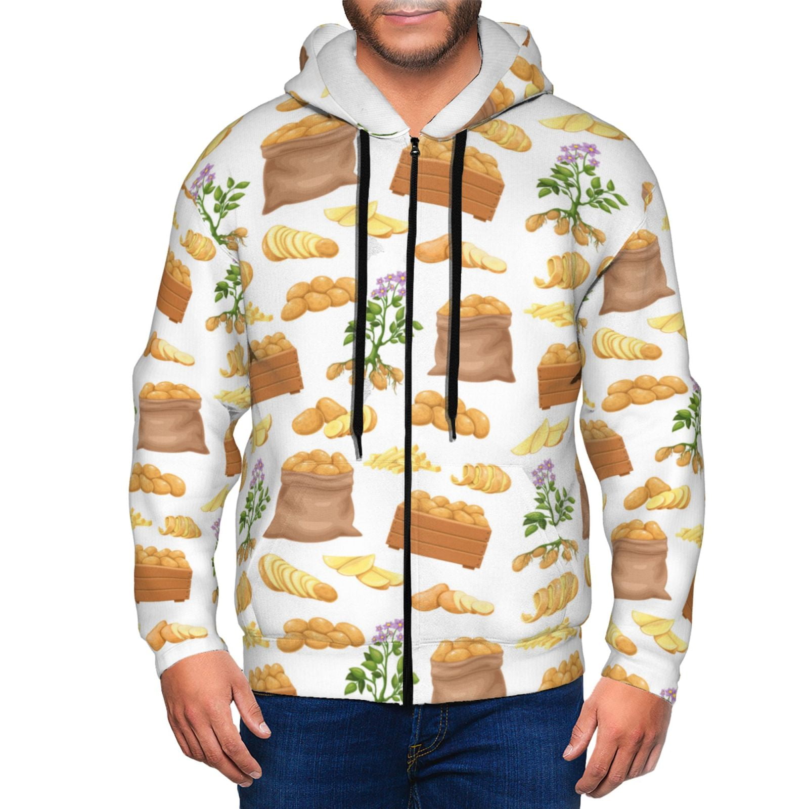 Zip Up Hoodies for Men - Potato Countryside Long Sleeve Men'S Fashion ...