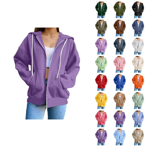 Zip Up Hoodies for Women 2026 Fall Winter Trendy Long Sleeve Basic ...