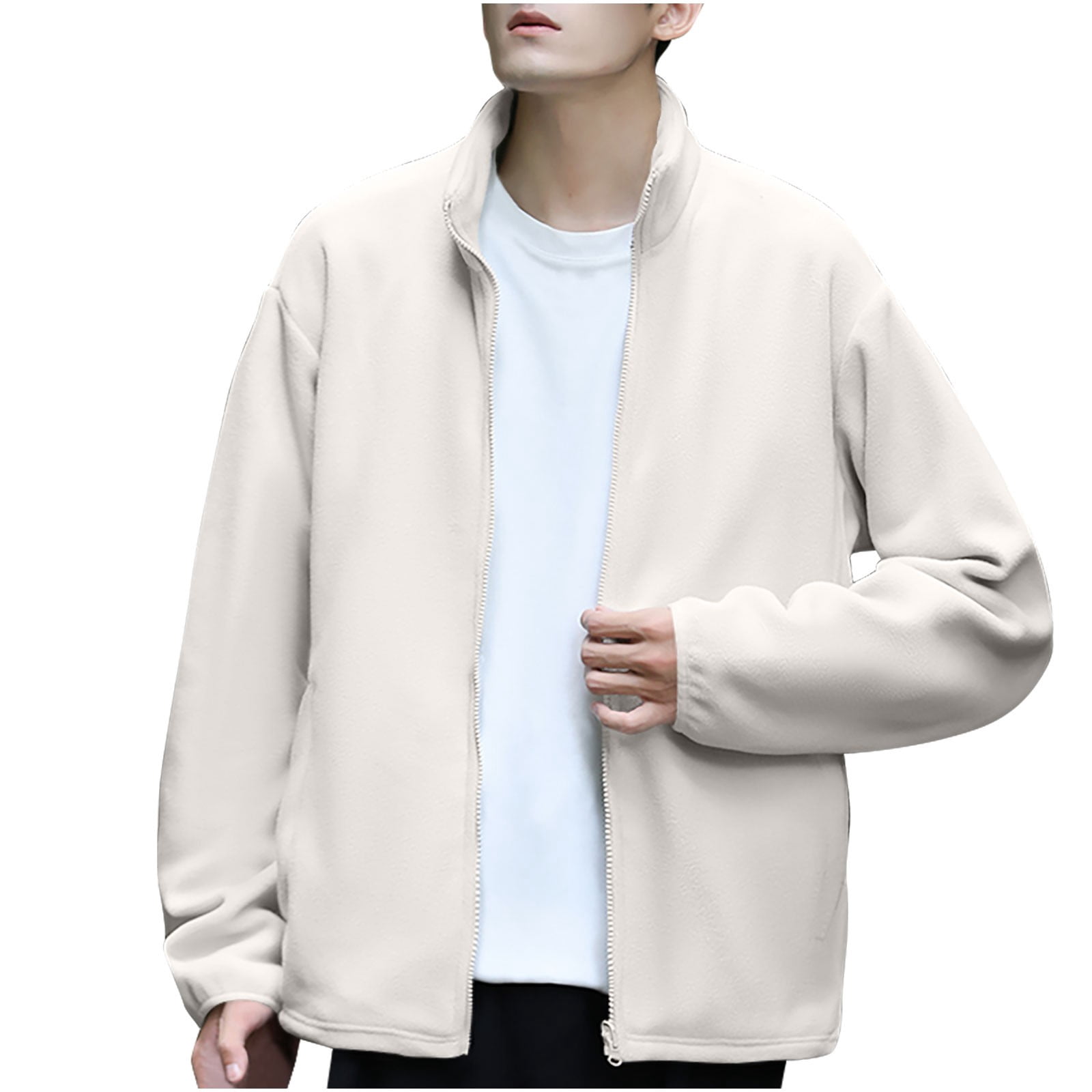 Zip-Up Jackets for Men S-4XL Plus Size Long Sleeve Stand Collared Coats ...