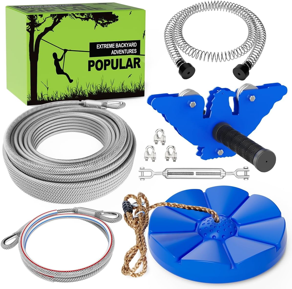 Zip line Kits for Backyard, Zip Lines for Kid and Adult, Included Swing ...