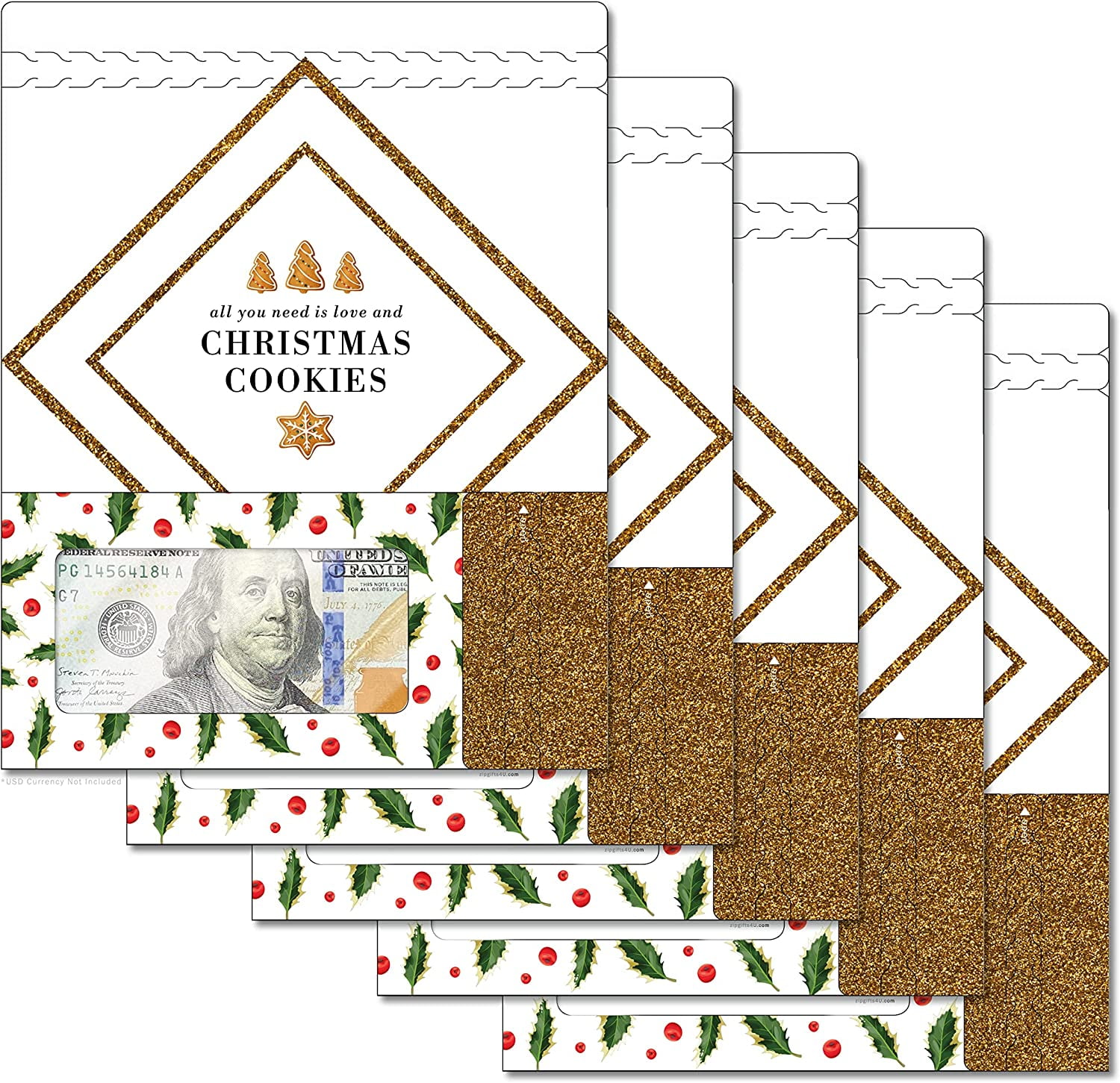 ZipGifts Holiday Card | Zip-Open Money Holder w/Clear Plastic Window ...