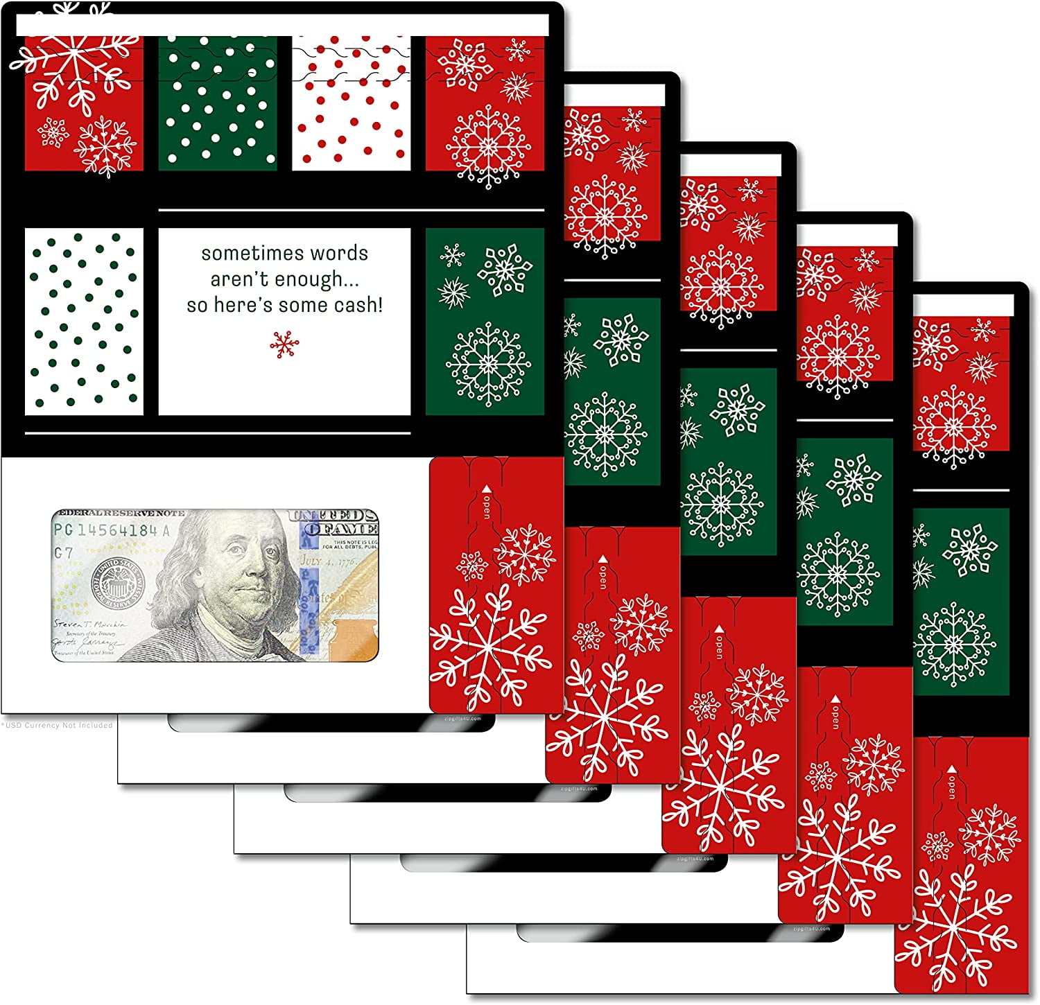 ZipGifts Holiday Card | Zip-Open Money Holder w/Clear Plastic Window ...
