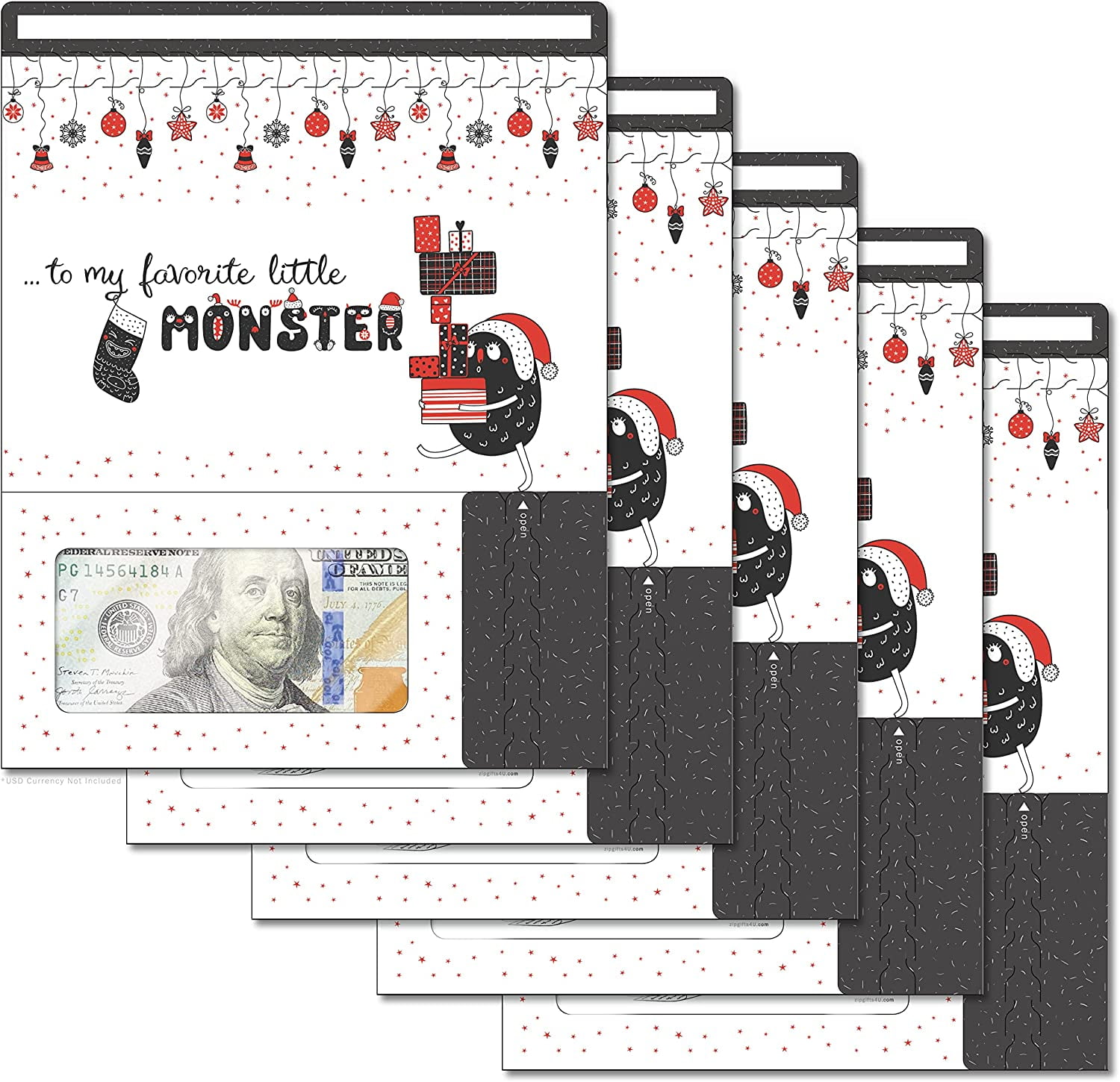 ZipGifts Holiday Card | Zip-Open Money Holder w/Clear Plastic Window ...