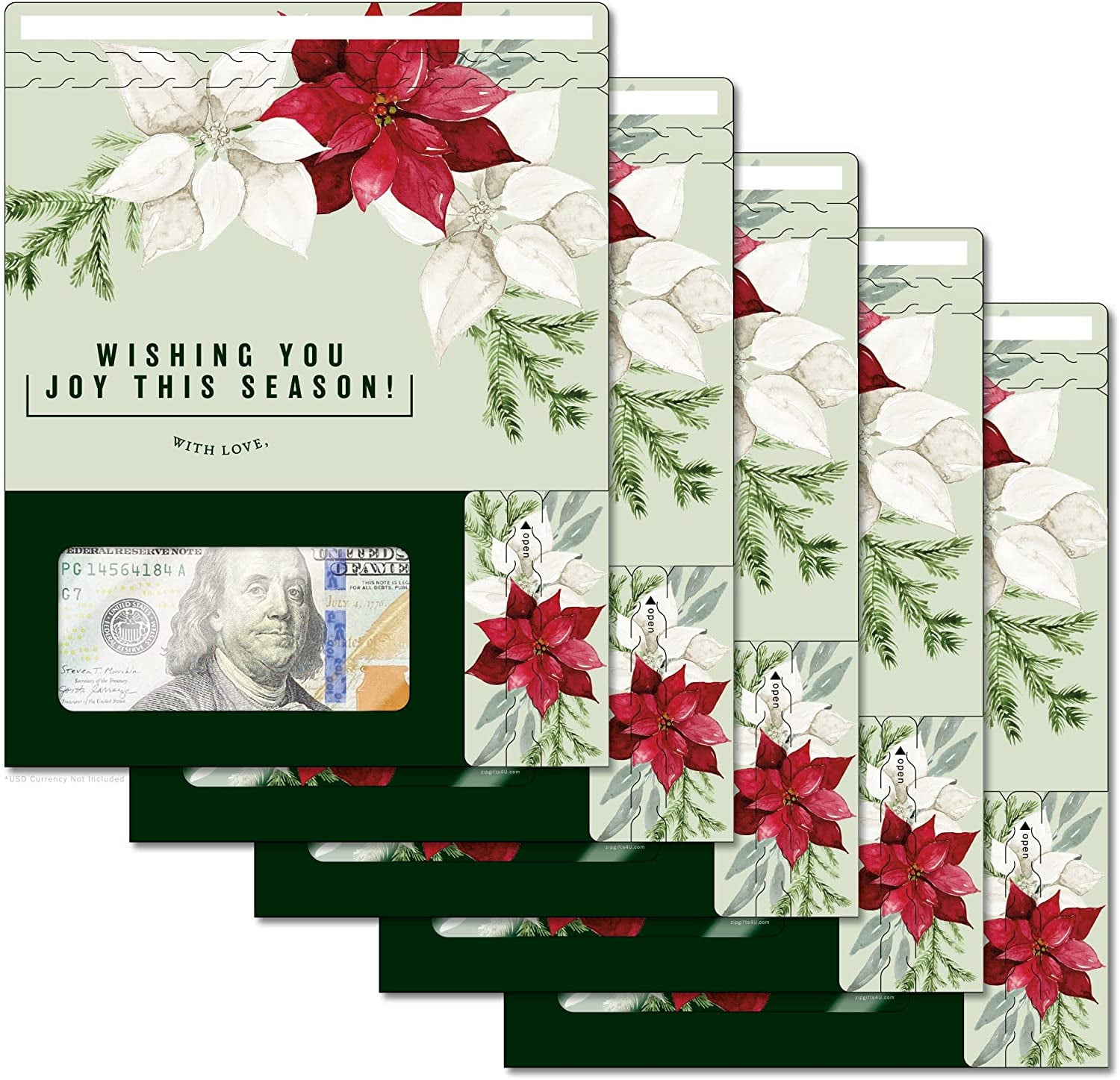 ZipGifts Holiday Card | Zip-Open Money Holder w/Clear Plastic Window ...