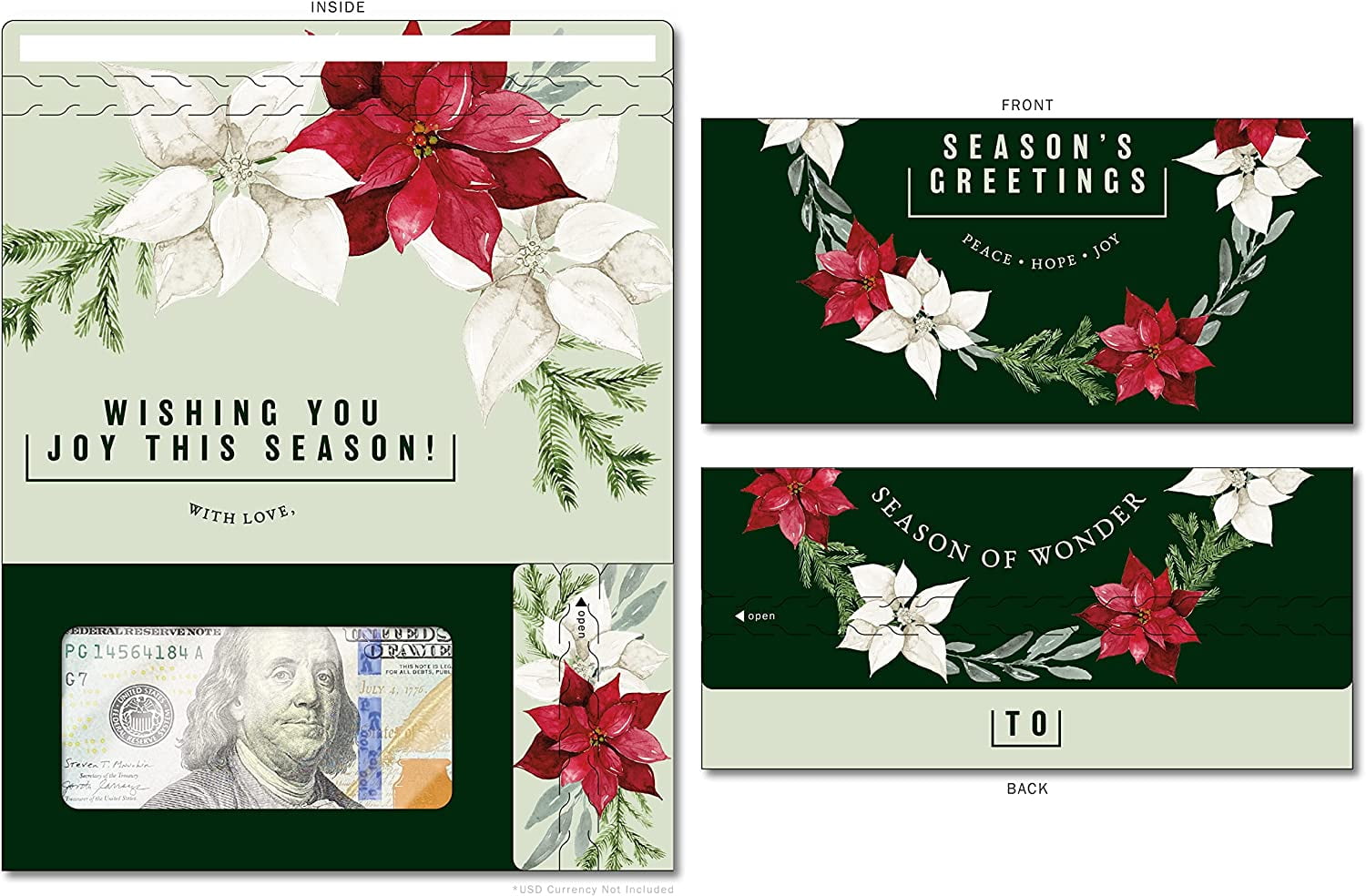 ZipGifts Holiday Card | Zip-Open Money Holder w/Clear Plastic Window ...