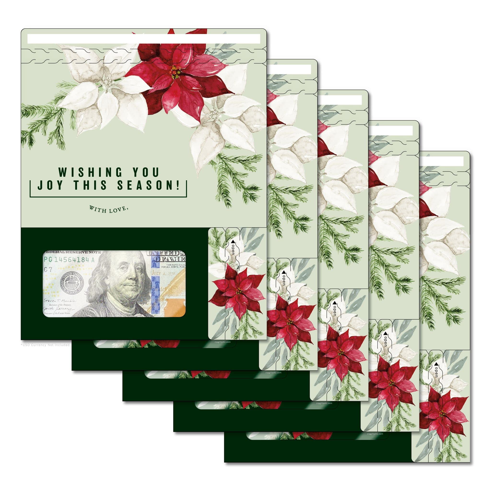 ZipGifts Holiday Card | Zip-Open Money Holder w/Clear Plastic Window ...