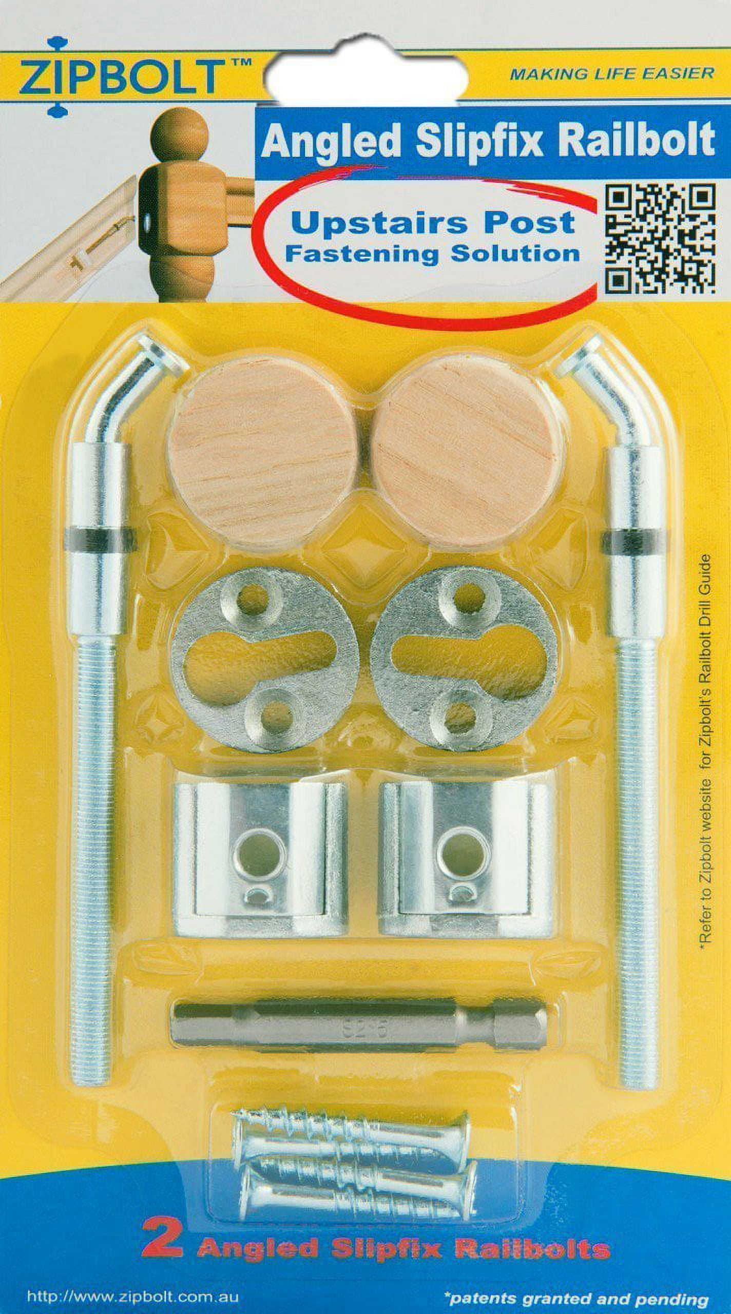 Zipbolt Angled Slipfix Railbolts - Connect Angled Handrail to Newel, 5 ...