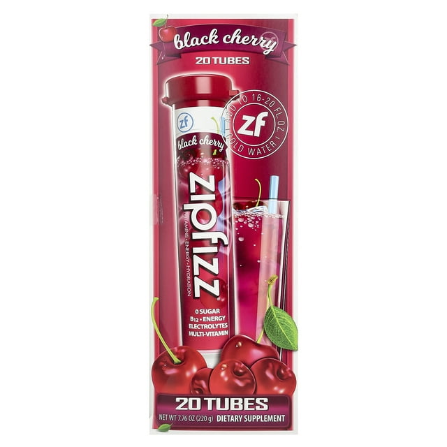 Zipfizz Healthy Energy Mix with B12, Black Cherry, 20 Tubes, 0.39 oz ...