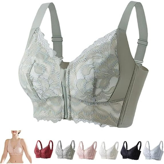 Ziplacy - Ultra Soft Front Zip Wireless Lifting Bra, Women's Wirefree Lace Anti-Sagging Seamless ...
