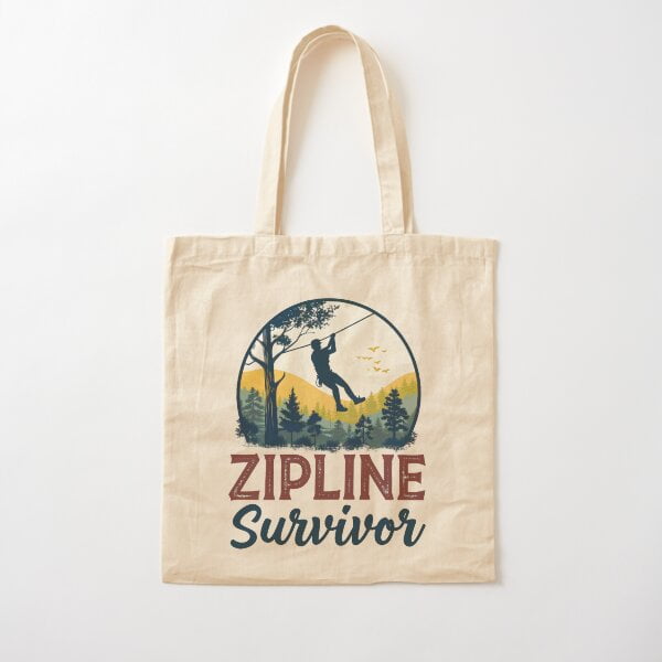 Zipline Survivor | Thrill-Seeking Adventure Design Cotton Tote Bag ...