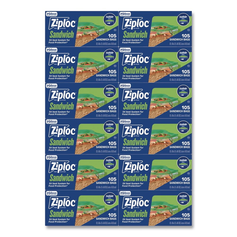 Ziploc 383211 6.5 in. x 5.88 in. Resealable Sandwich Bags - Clear (1080 ...