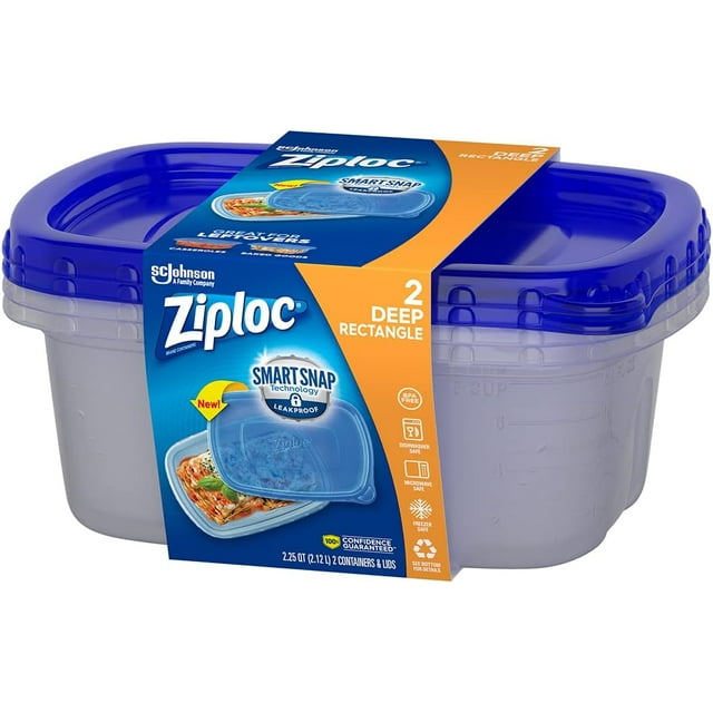 Ziploc 70941 9 Cup Large Square Container - 2 Count - Walmart.com