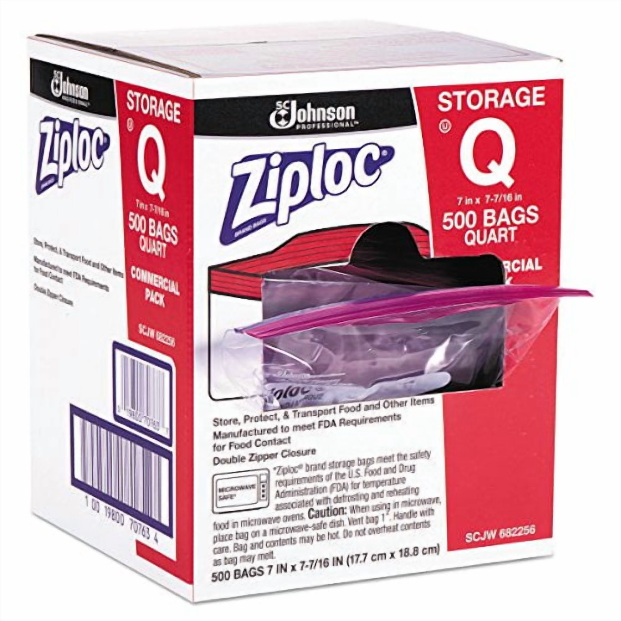 Ziploc 94601 Double Zipper Storage Bags, Plastic, 1qt, Clear, Write-On ...