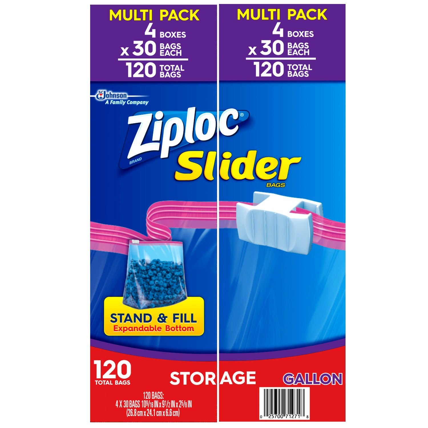 Ziploc Bags Slider Pack (120 Ct Gallon Storage) Packaging May Vary ...