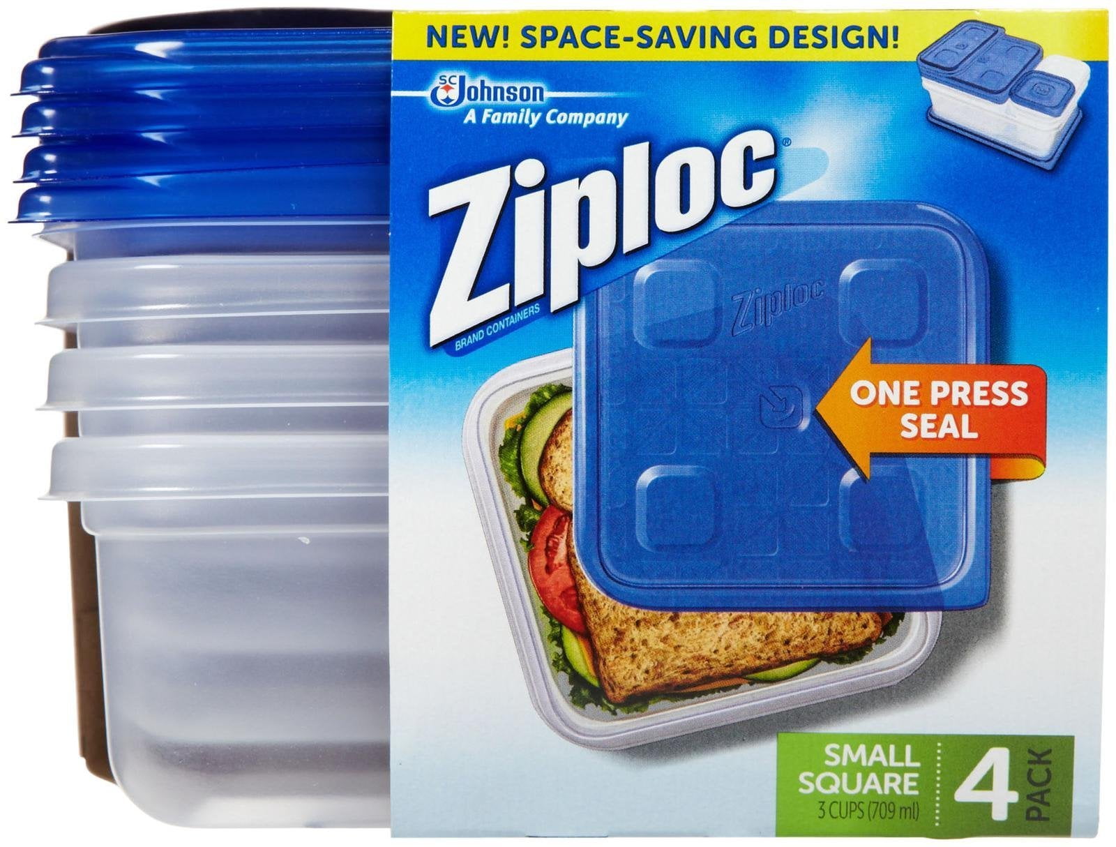 Ziploc® Brand, 4 ct Square Food Storage Containers with Leakproof Lids ...