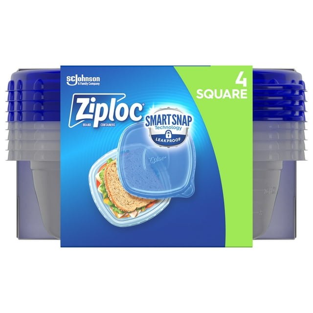 Ziploc® Brand, 4 ct Square Food Storage Containers with Leakproof Lids ...