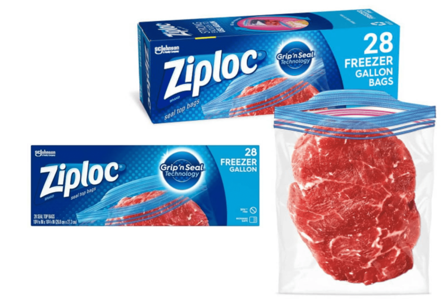 Brandclub - Ziploc® Brand Freezer Bags, Gallon, 28 Count - Quantity of 2