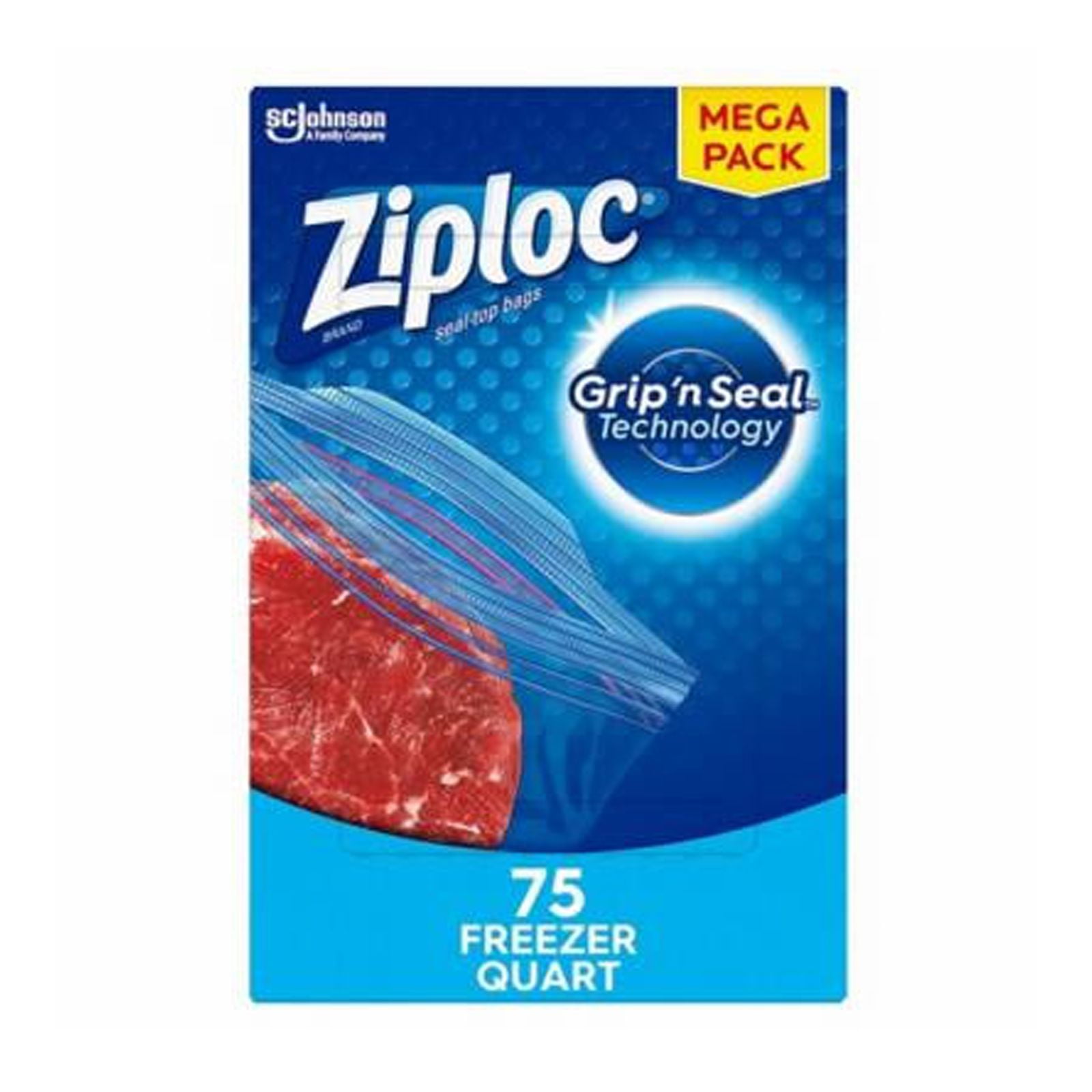 Ziploc® Quart Freezer Bags Mega Pack, 75 Count, BPA-Free, Durable ...