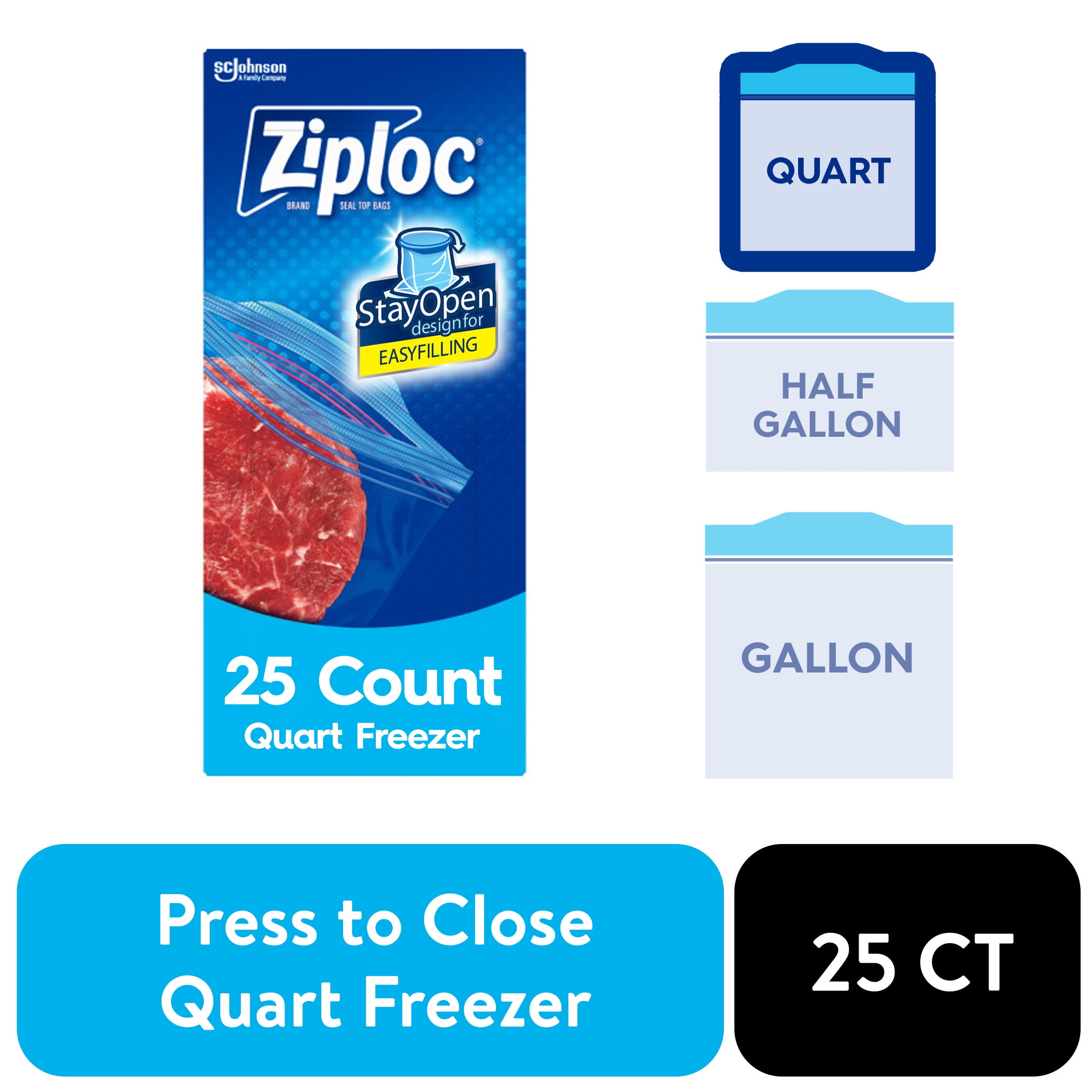 Ziploc® Quart Size Freezer Bags with Grip 'n Seal Tech & Resealable ...