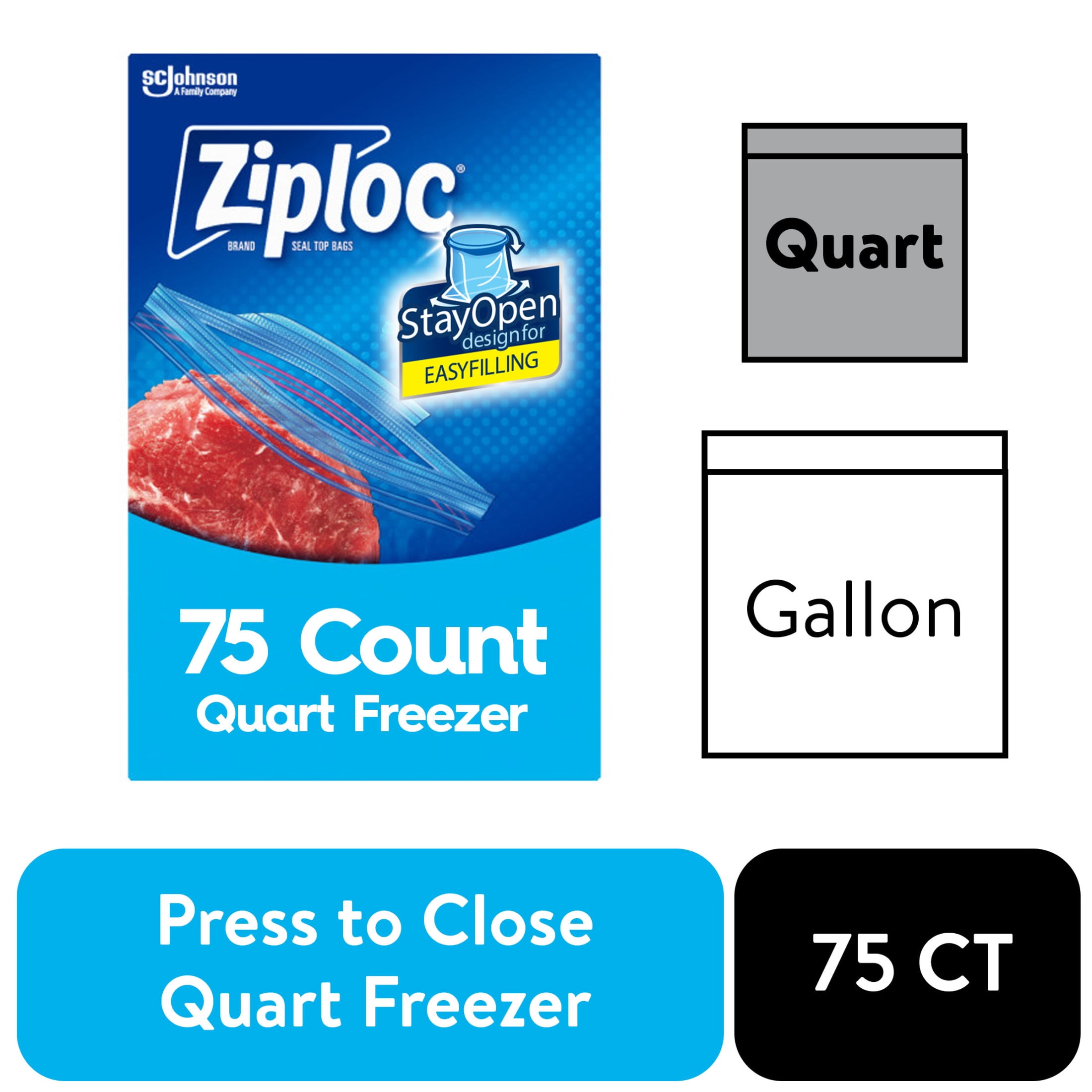 Ziploc® Quart Size Sealable Food Storage Plastic Bags, Grip 'n Seal ...