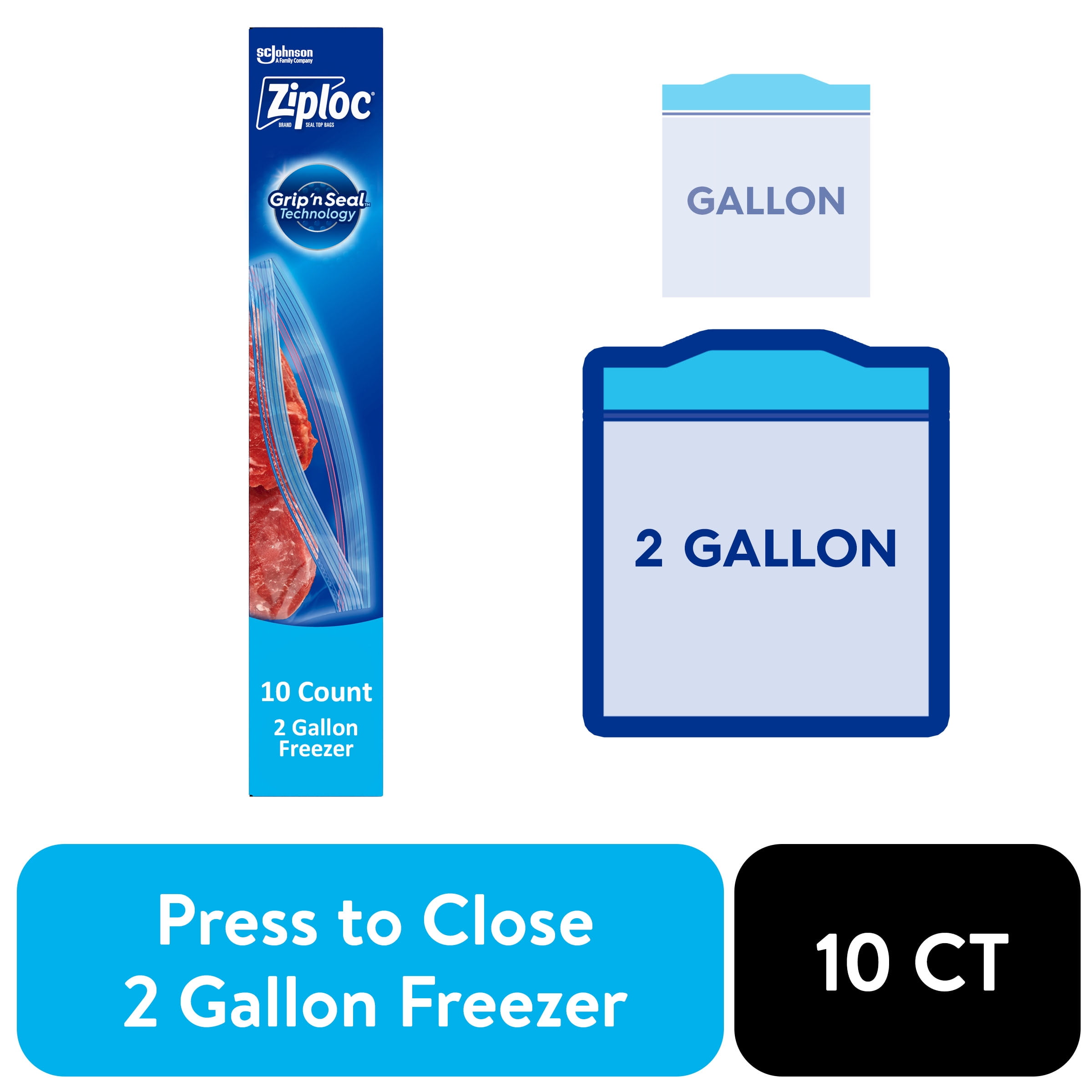 Large Ziploc Brand Zipper Storage Freezer Bags, Two Gallon, 10 Count ...