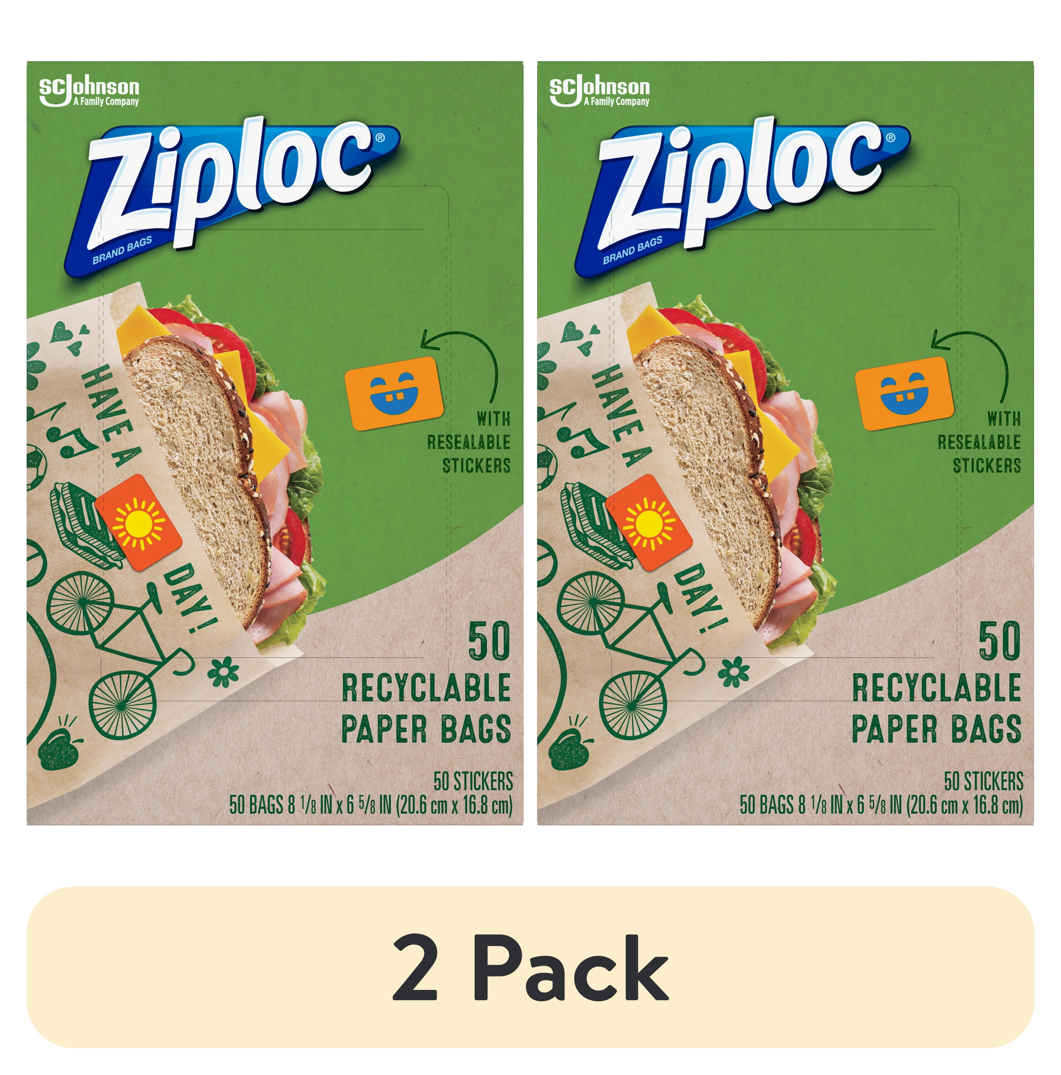 (2 pack) Ziploc Paper Sandwich and Snack Bags, Recyclable and Sealable ...