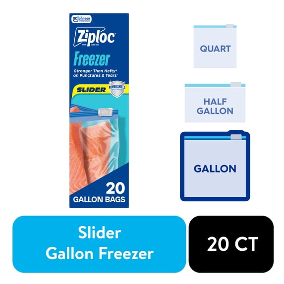 Ziploc Gallon Size Stand & Fill Slider Storage Bags with Power Shield ...