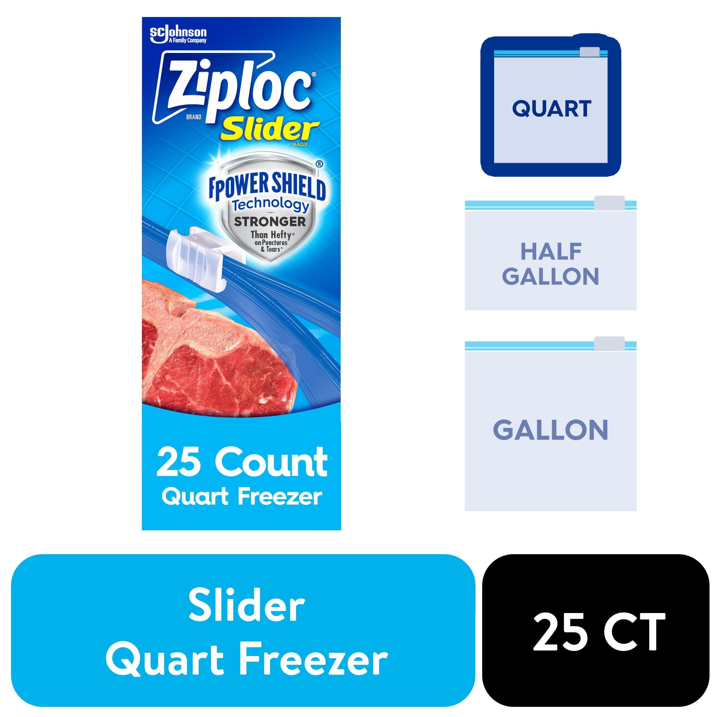 Ziploc Brand Quart Size Slider Freezer Bags with Power Shield ...
