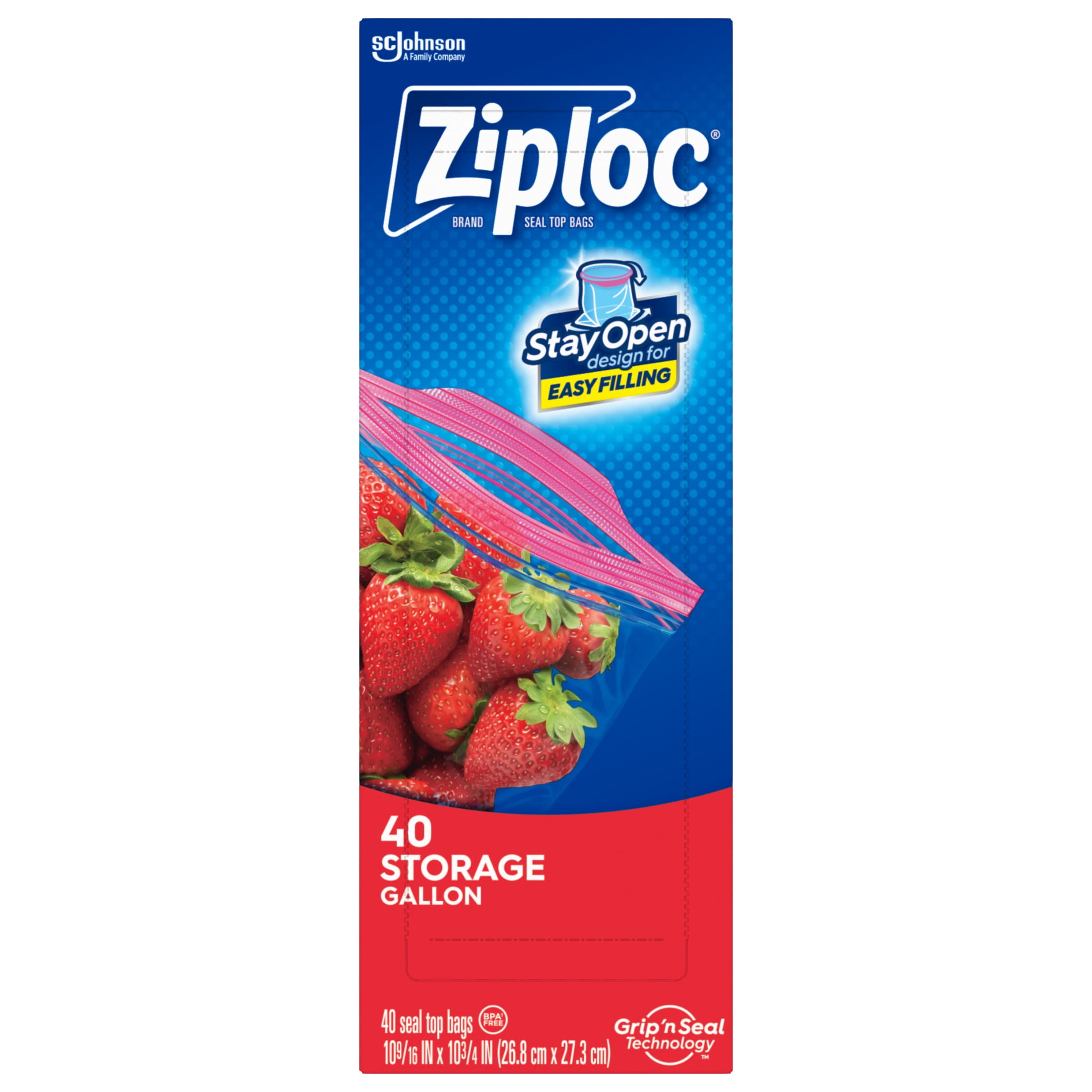 Ziploc Brand Storage Bags, School Supplies, with Grip 'n Seal ...