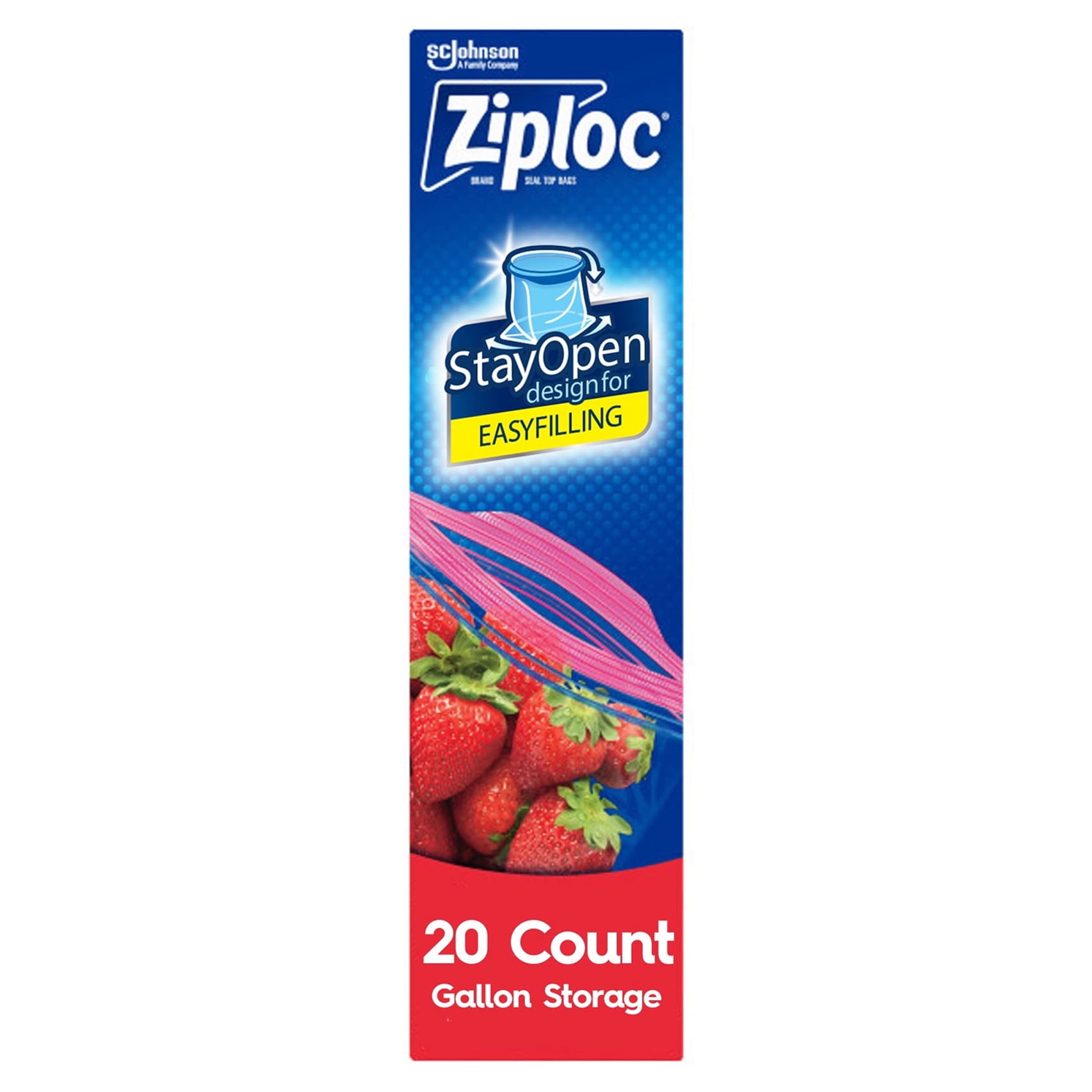 Ziploc® Brand Reclosable Freezer Storage Bags, Double Zip Seal, Gallon ...