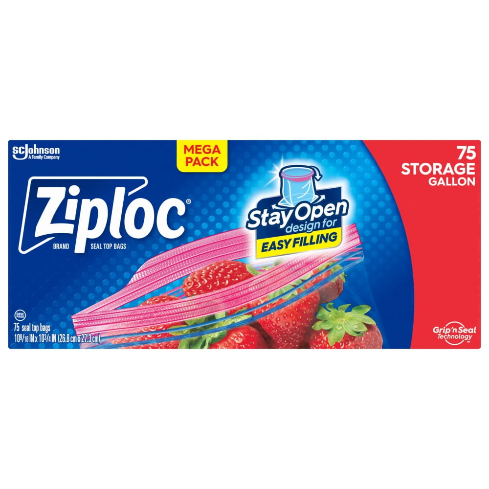 Ziploc Brand Storage Bags with Stay Open Design for Easy Filling, 1 gal ...