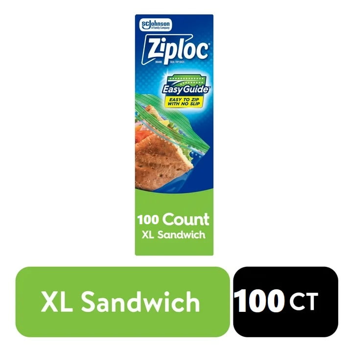 Ziploc® Brand XL Sandwich Bags with EasyGuide™ Texture, Grip 'n Seal ...