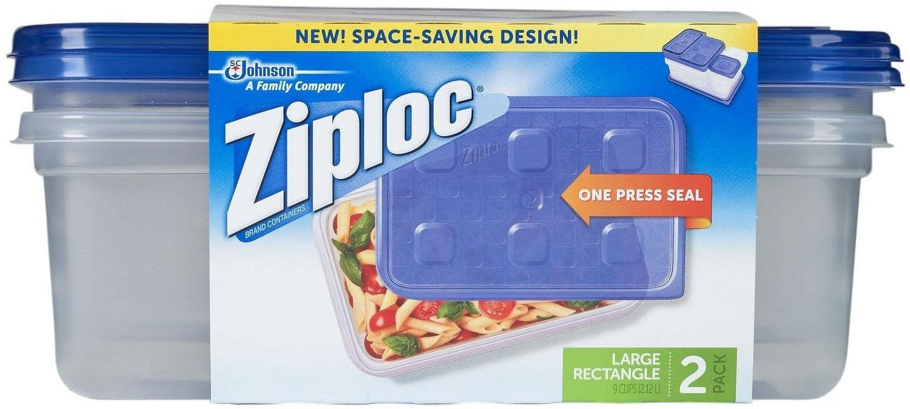 Ziploc Container Large Rectangle, 9 Cup Containers - 2 Ct Packaging May ...