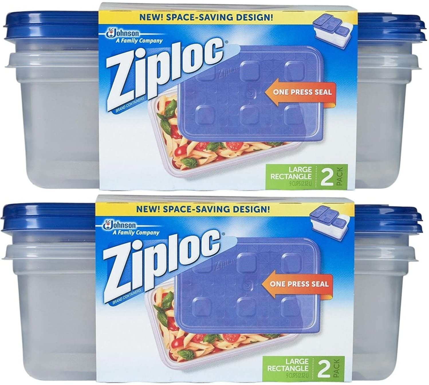 Ziploc Container Large Rectangle, 9 cup Containers 4ct - Walmart.com