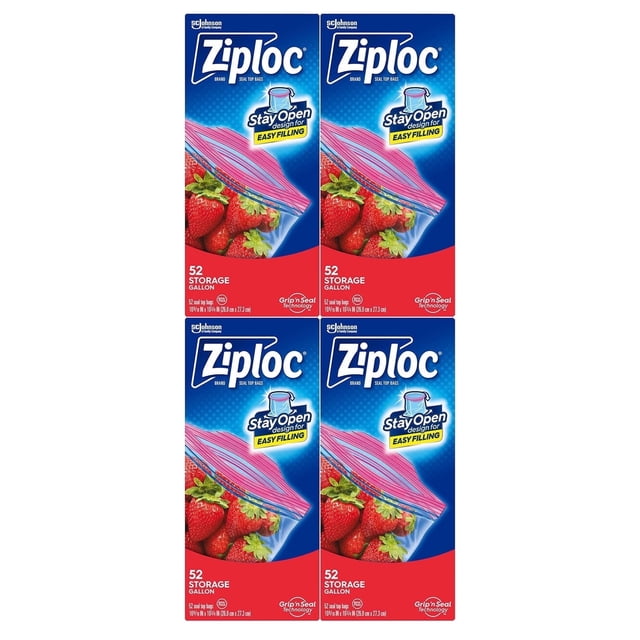 Ziploc Easy Open Tabs Storage Gallon Bags (208 Ct.) - Walmart Business ...